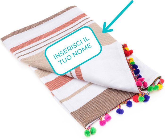 Serviette de Plage Personnalisable, Serviette de Mer avec Pompons Colorés, Paréo Plage en Coton ...