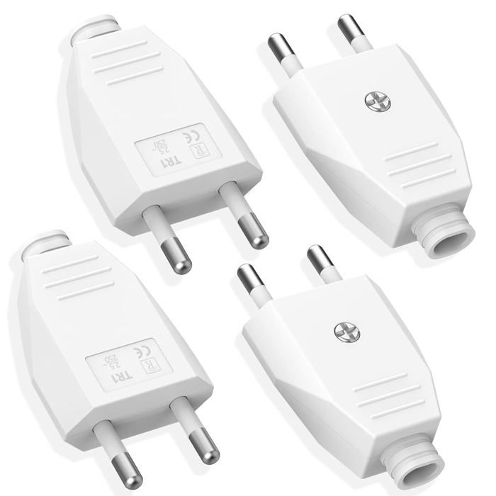 4pcs Fiche Européenne Plate,Prise Electrique Male 250V 2.5A,Fiches ...