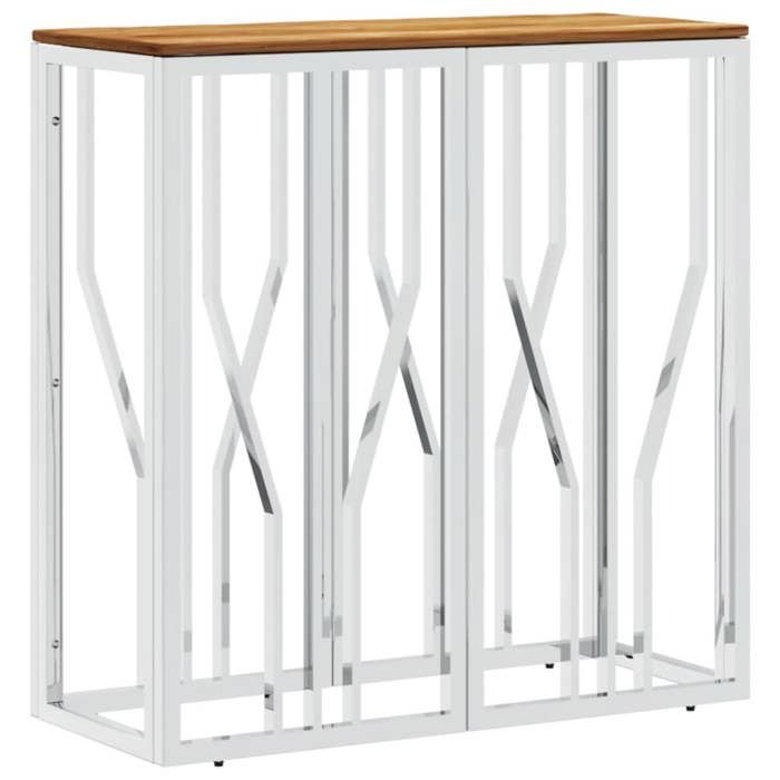 Table console - Inox - Acacia - 70 x 30 x 70 cm - Design moderne ...