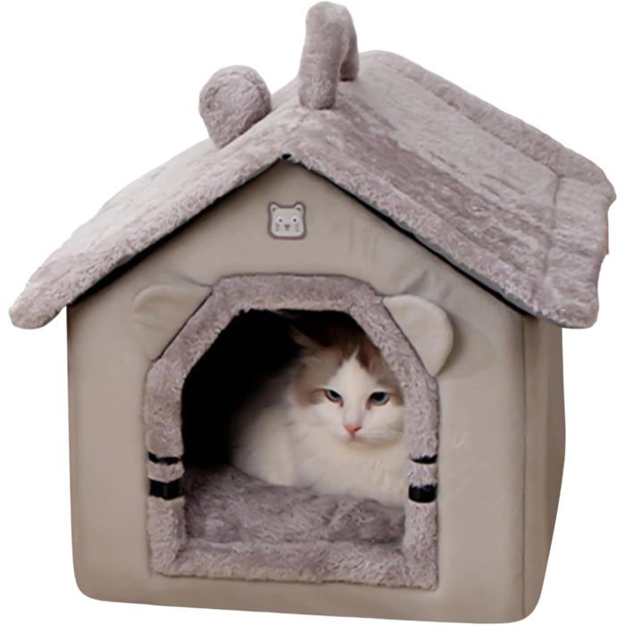 Lit grotte pour chat - MICH - 40x35x38 cm - Nid chaud fermé - Coussin ...