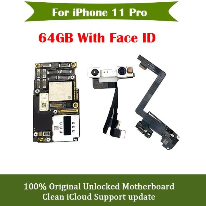 11Pro 64g avec visage-Carte mère originale débloquée pour iPhone 11 Pro avec Face ID, circuit ...