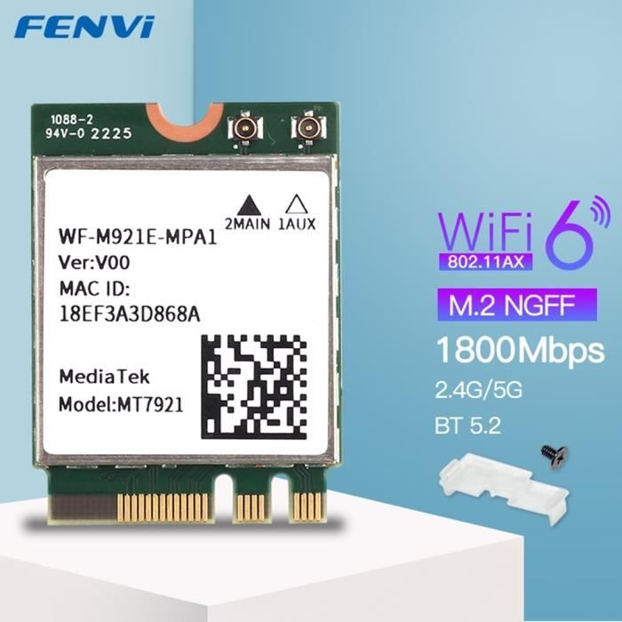 MT7921 M.2 - WIFI 6 1800Mbps MT7921 M.2 NGFF Pour Bluetooth 5.2 Sans ...