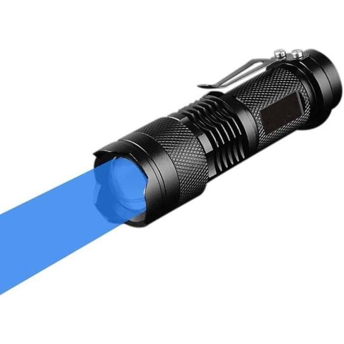 Lampe De Poche Bleue, Mini Lampe Torche Avec Lumière Bleue 3 Modes ...