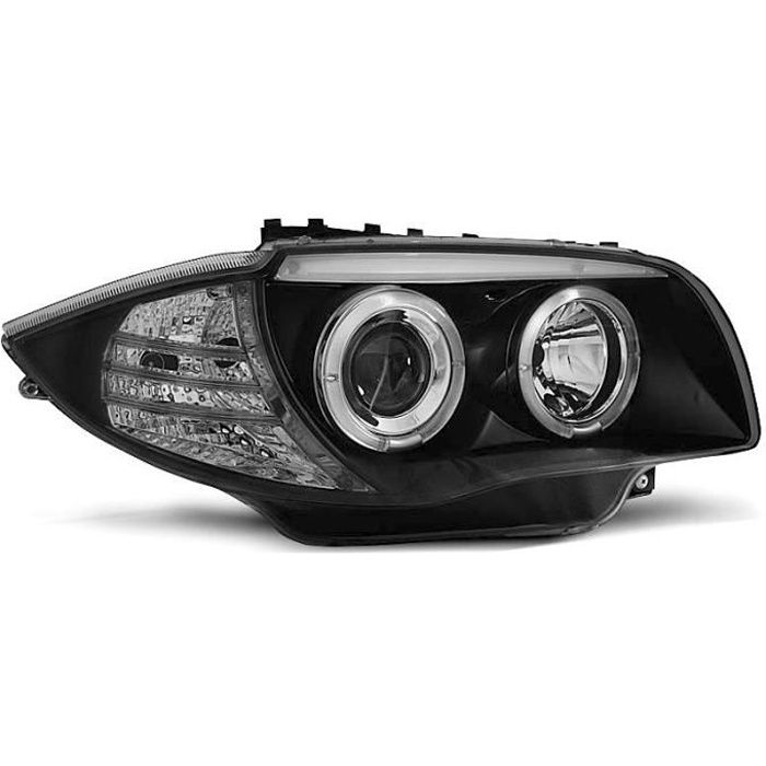 Paire de feux phares BMW serie 1 E87 - E81 04-07 angel eyes noir (M80 ...
