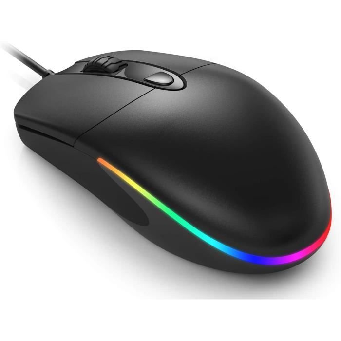 HKLJG-Souris Filaire avec RGB avec 4 Boutons Silencieux,1600 DPI ...