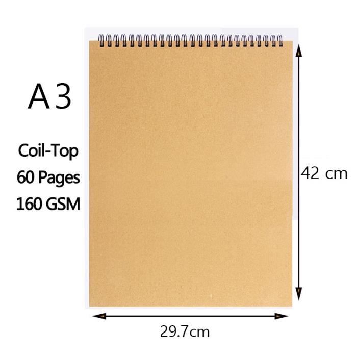 H164-A3 - Carnet de croquis en papier Kraft blanc, carnet'art en ...