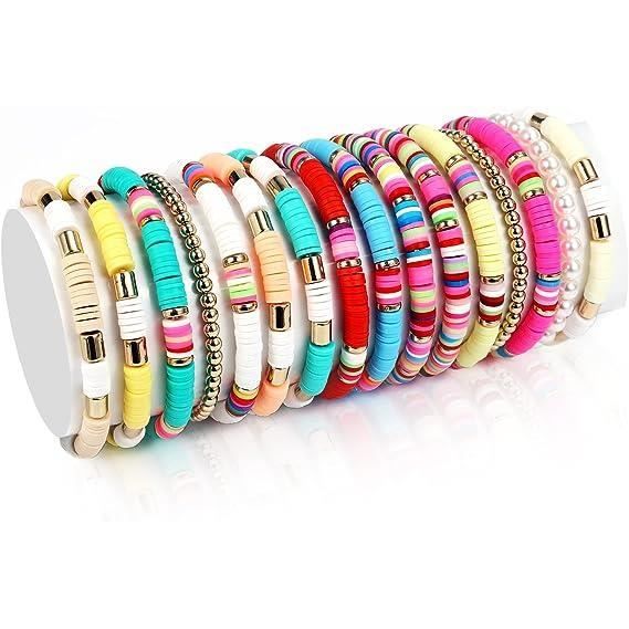 Diegimr 16 Pièces Bracelet Bohème, Bracelets Arc-En-Ciel Faits à la Main Preppy Bracelet à ...
