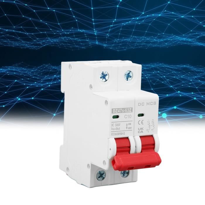 Disjoncteur Dc 500V 10A 2P Dc Disjoncteur Miniature Montage Sur Rail Din Pour Fournitures De ...