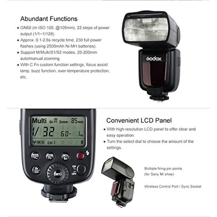 Godox TT600S Thinklite Flash Speedlite GN60 Système X sans Fil 2,4 G ...