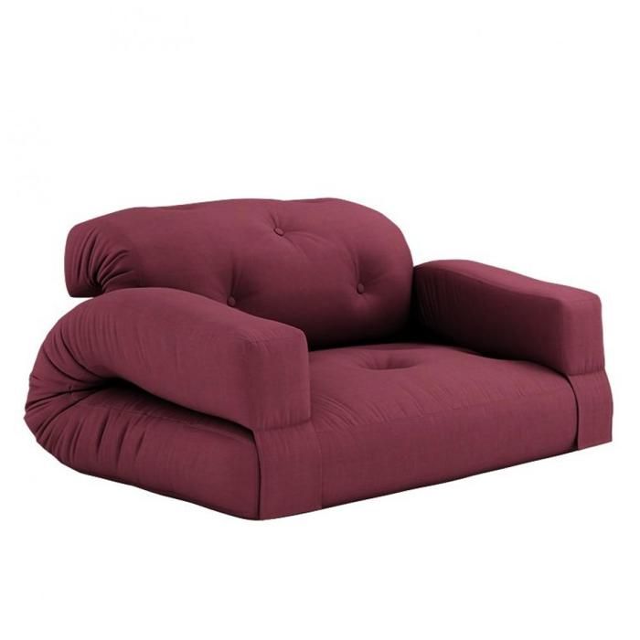 Canapé futon standard convertible HIPPO SOFA couleur bordeaux ...