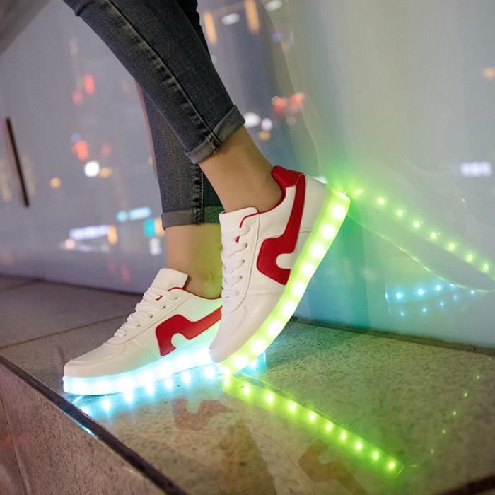 LED Light Lace Up USB Lumineux Charge Sport Sneaker Unisexe Souliers ...