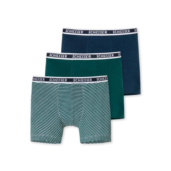 SCHIESSER Caleçon Garçon - uni, Paquet de 3 Vert/bleu - Cdiscount Prêt ...