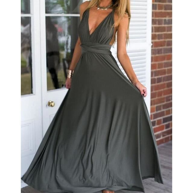 Robe,Infinity-Robe maxi style boho pour femme,robe longue à bandes ...