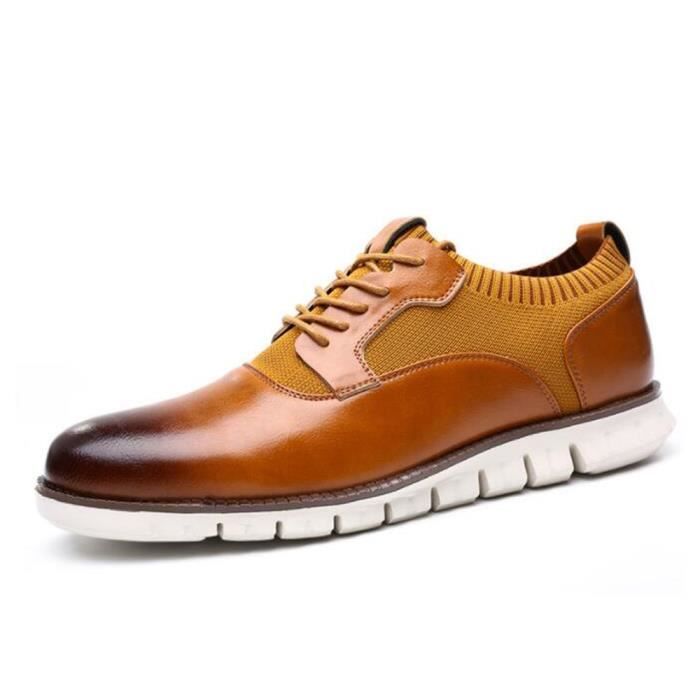 Derby Homme - Chaussure en Cuir décontractée Marron Marron - Cdiscount ...