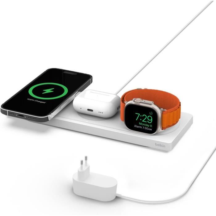 Chargeur 3-En-1 Magsafe, Certification Mfi, Recharge Rapide Pour Iphone ...