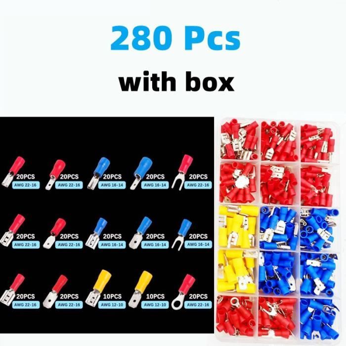 COSSE ELECTRIQUE,280pcs--Kit de câblage connecteur de câble à sertir, pelle de connexion de fil ...