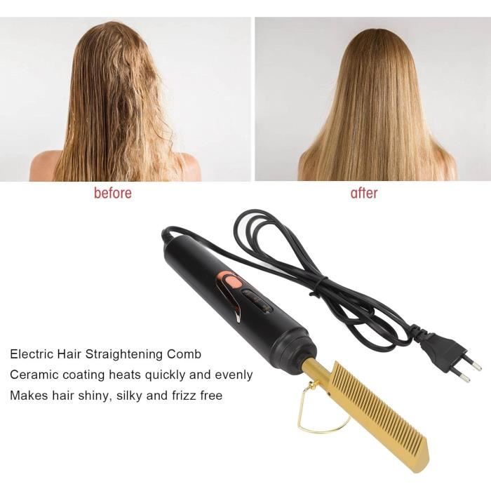 Peigne Chauffant Électrique 2 En 1, Peigne À Lisser Les Cheveux Pour Perruque De Cheveux Secs Et ...