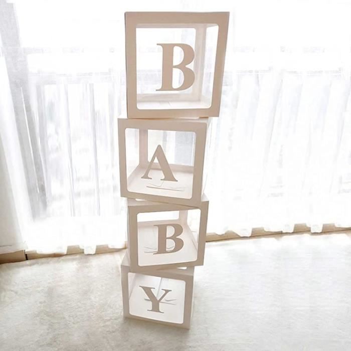 Cube Baby Shower Decoration Pour Garçons Ou Filles, 4 Pcs Boîte À ...