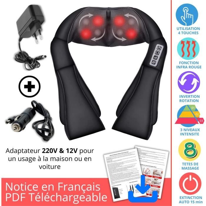Appareil Massage Dos Et Nuque Pour Le Bureau Ou Domicile Masseur Shiatsu Chauffant Massage ...