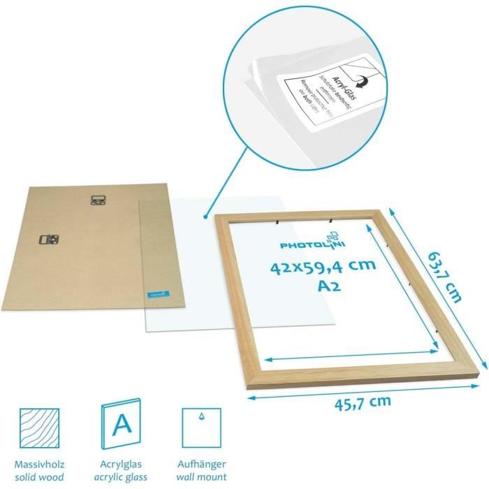 Cadre Photo A2 42 X 59,4 Cm Bois Chêne, Cadre Large Bord, Lot De 3 ...