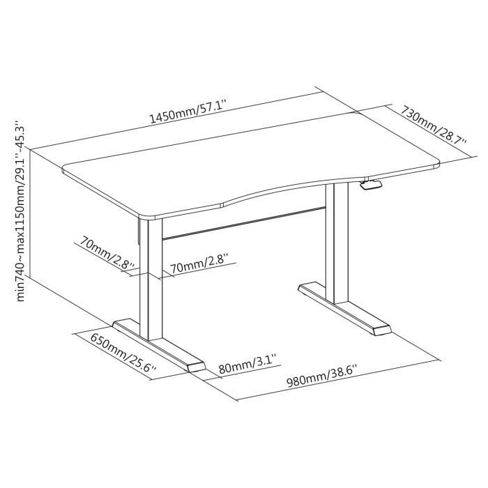 Bureau de table Maclean, ressort à gaz, pour la position debout et ...