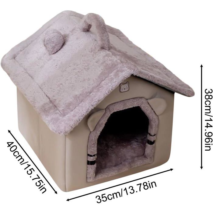 Lit grotte pour chat - MICH - 40x35x38 cm - Nid chaud fermé - Coussin ...