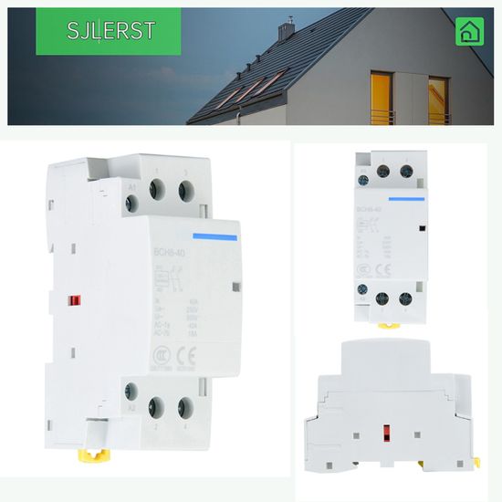 Contacteur ca, Shexton 2P 40A faible consommation d'énergie contacteur ca à Rail DIN domestique ...