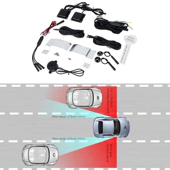Ashata Capteur d'angle mort KIMISS 12V Universal Blind Spot Detection Monitoring System Kit BSD ...