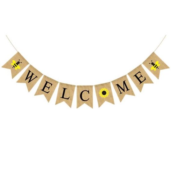 Banderole de bienvenue en toile de jute à suspendre, guirlande avec ...