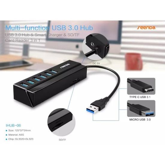 Multi-function USB 3.0 Hub IHUB-06 - Cdiscount Téléphonie