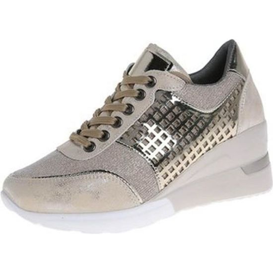 Lukcolor Basket Lacets Platform Casual talon compensé pailletée ...