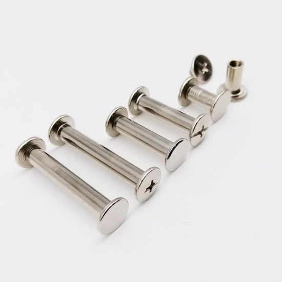 Silver-10pcs 5x20mm -Vis de reliure Chicago, boulon à clou, pour sac en ...