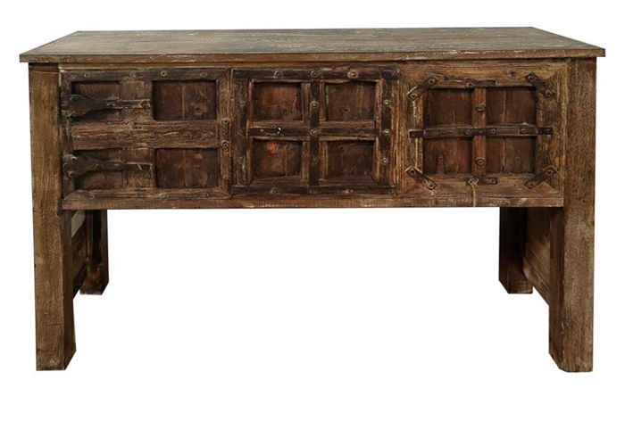 Meuble console, table console en bois coloris marron - Longueur 133 x ...