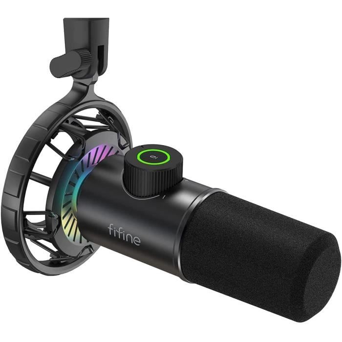 KulfP USB Microphone Gaming RGB Dynamiques Microphone pour PC Bouton de ...