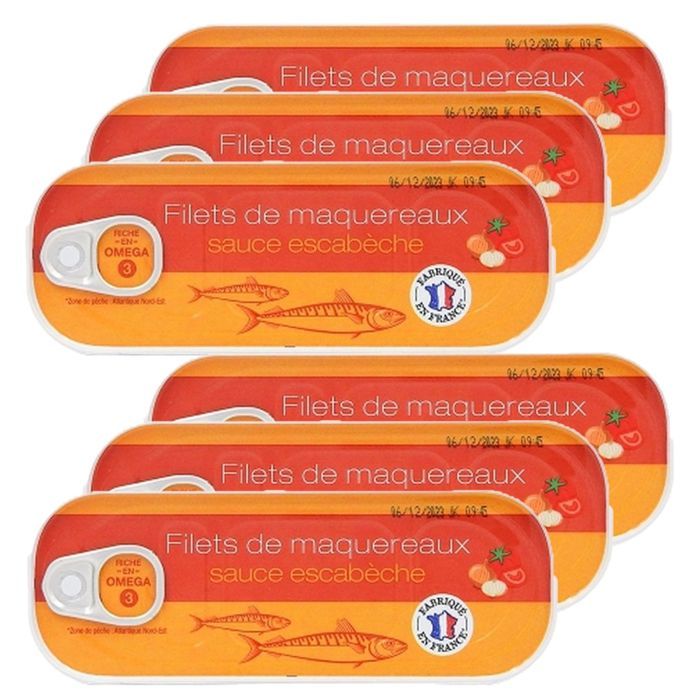 Agidra - Lot 6x Filets de maquereaux Escabèche - Conserve 169g ...