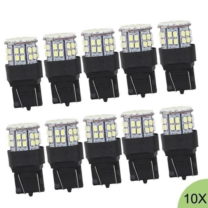10X Ampoules Auto LED T20 W21 - 5W 12V 50 LEDs SMD1206 Blanc Lampe ...