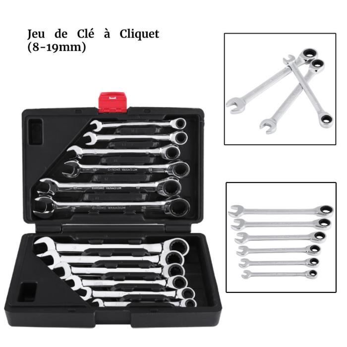 KAI-114Jeu de 12Pcs Clés à Cliquet de 8-19mm - Outil de Réparation de ...