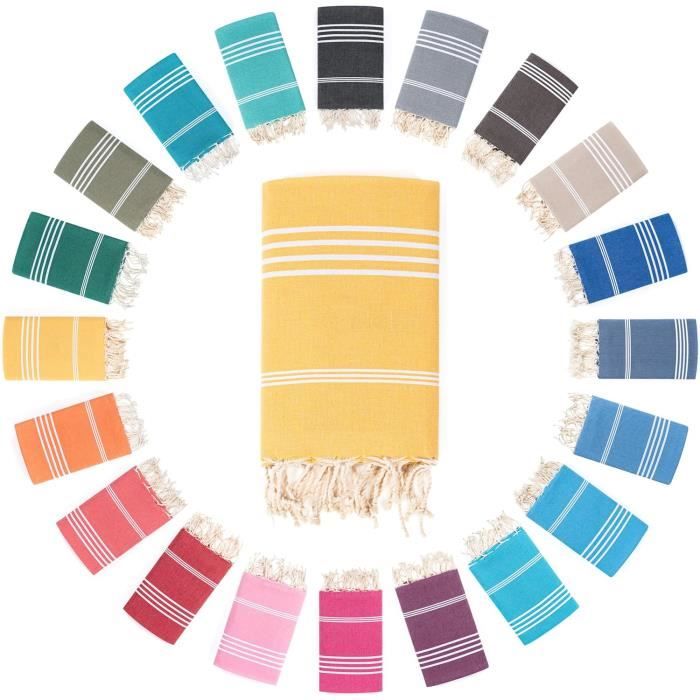 Turkish Serviette De Bain Fouta Hammam - Serviette De Sauna, De Bain Et De Plage Xxl 100 X 200 ...