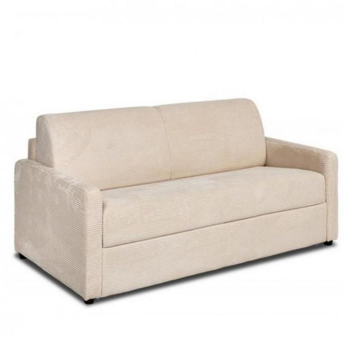 Canapé fixe 3 places maxi DAY 198 cm velours côtelé crème - Cdiscount ...