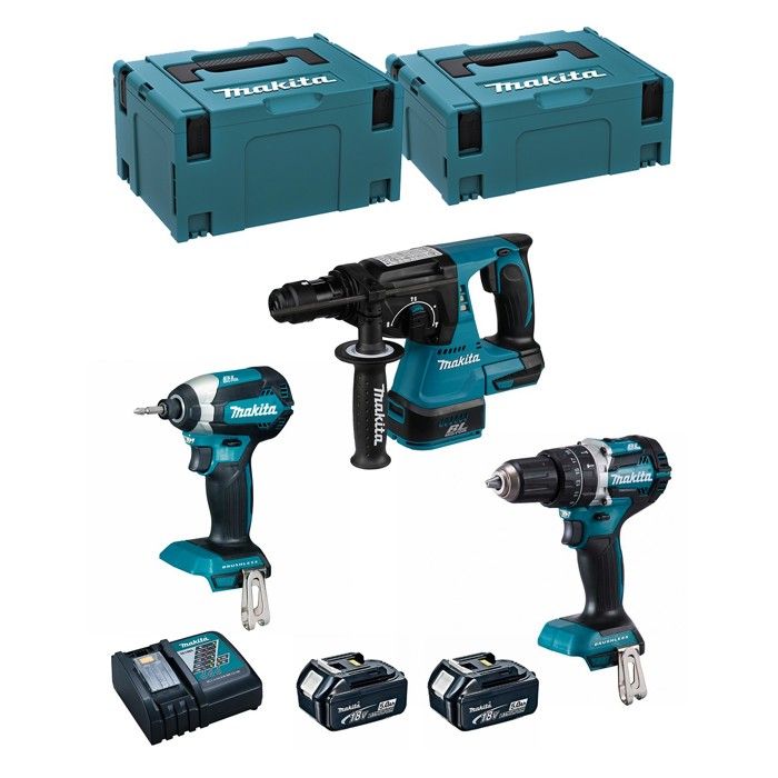 MAKITA Kit MK307RTJ (DHR243 + DHP484 + DTD153 + 2 x 5,0 Ah + DC18RC ...