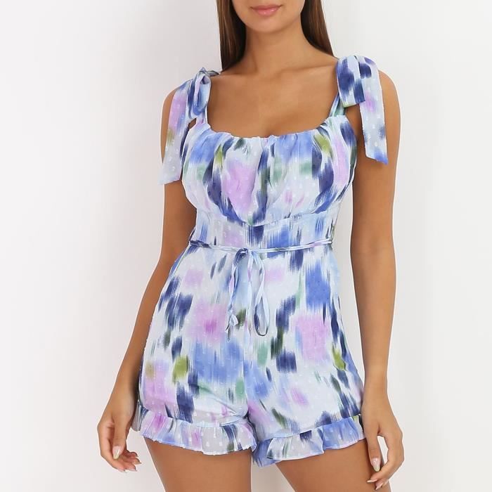 Combi-short bleue à motifs aquarelles Bleu - Cdiscount Prêt-à-Porter