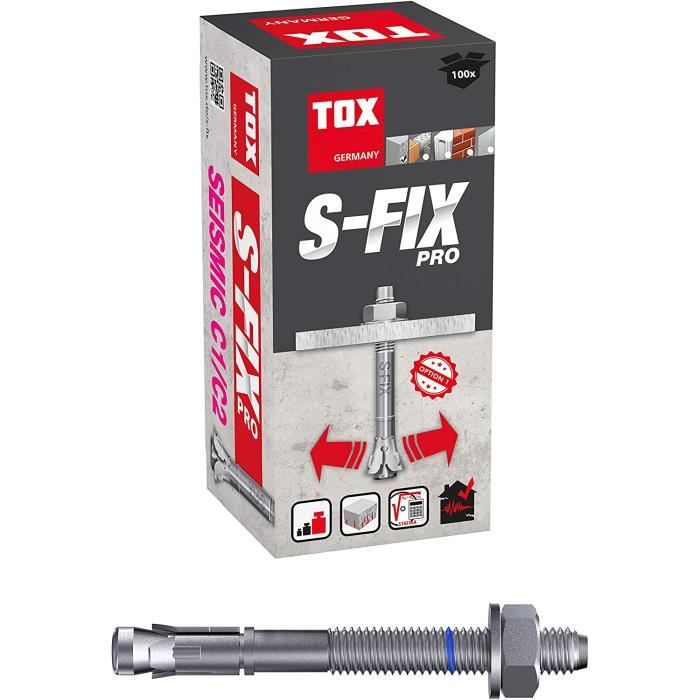 Goujon d'ancrage en Acier Galvanisé TOX S-Fix Pro, m12x115/20 mm, 100 pièces - Cdiscount Bricolage