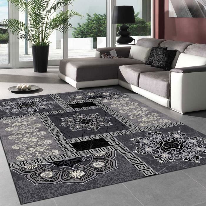 Tapis design et moderne - 80x150 cm - GEOLAUCIA Gris - Polypropylène ...