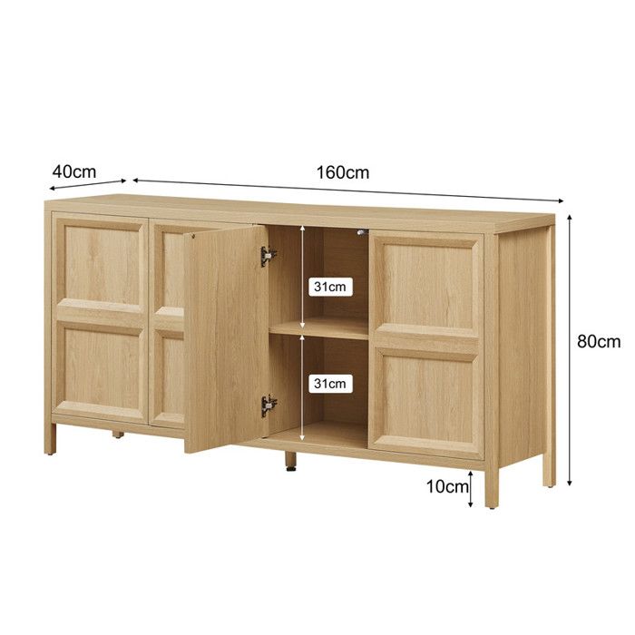 Buffet moderne commode de rangement 160x40x80 cm chêne clair,système ...