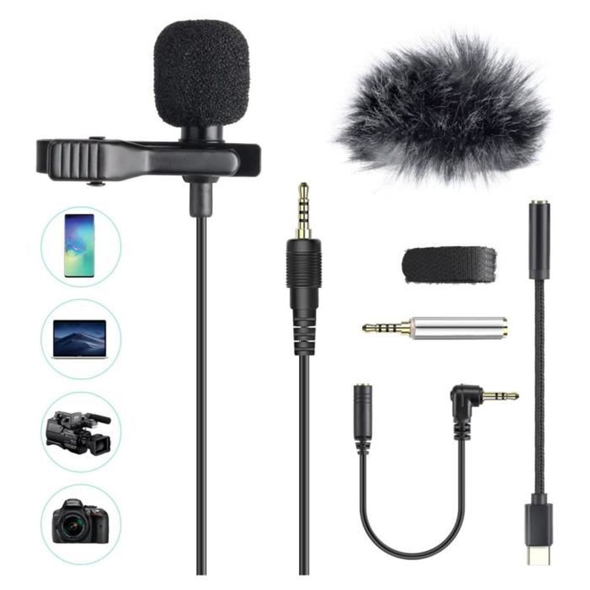 Microphone PC 3.5mm Jack Audio - avec avec 2 Adaptateur et Adapter USB ...