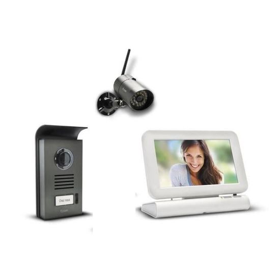 EXTEL Pack Visiophone couleur sans fil avec caméra de surveillance et carte SD 4Go fournie Lesli ...