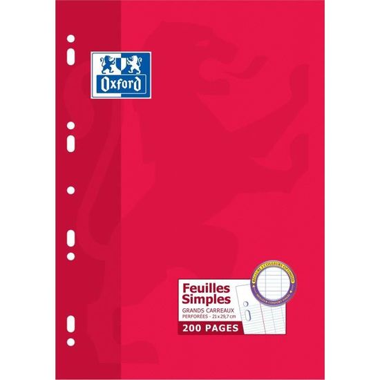 OXFORD Feuille Mobile Perforée 200 pages - Cdiscount Beaux-Arts et ...