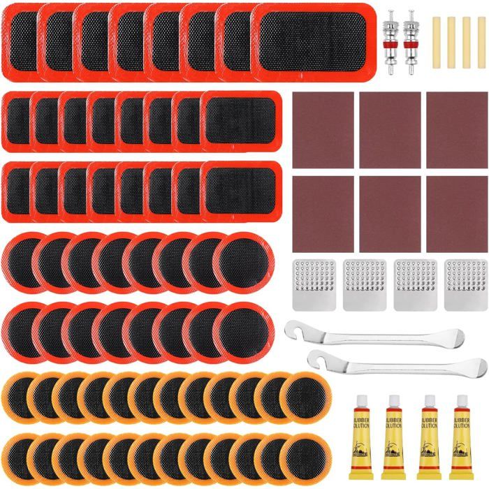 Rustine Velo, 86pcs Kit Reparation Pneu Velo, Rustine Chambre a Air ...