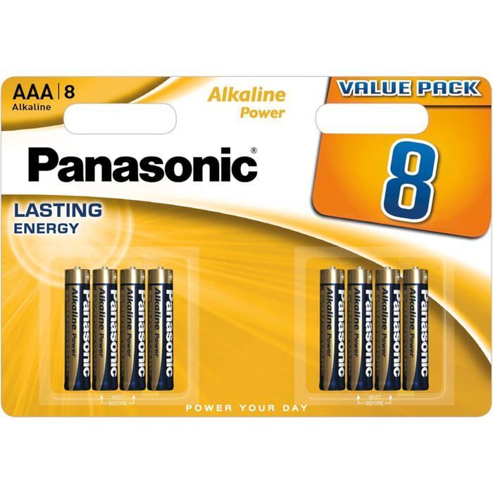 Panasonic Alkaline Power AAA Alkaline Batteries Pack of 8 Micro LR03 1 ...