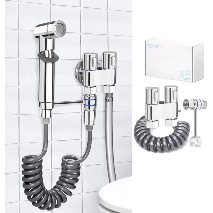 Kit Douchette WC, Douchette Toilette WC avec Vanne 3 Voies (1-2"-3-8 ...